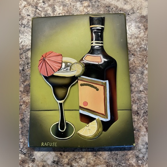 Rafuse | Wall Decor | 2 Rafuse Cocktail Martini Wall Art Tiles Green ...
